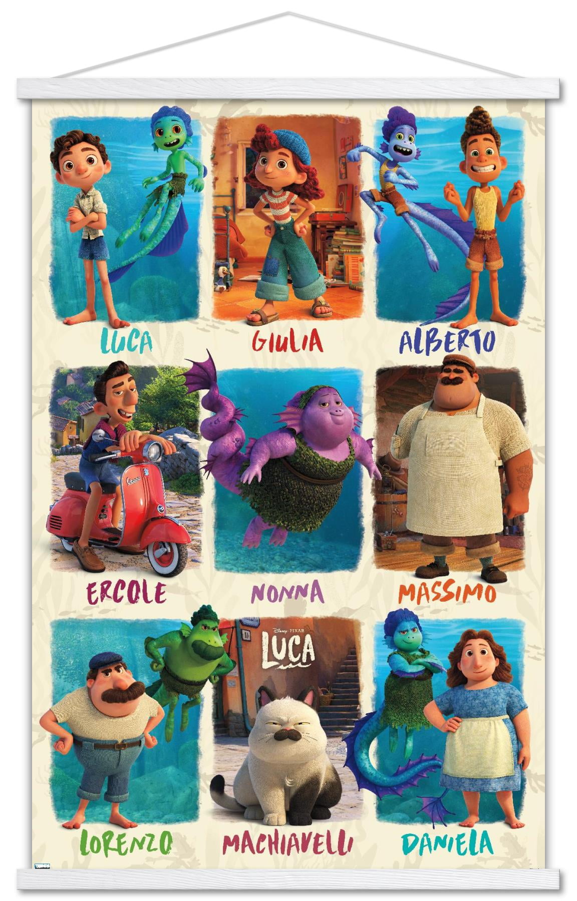 Disney Pixar Luca - Grid Wall Poster with Wooden Magnetic Frame, 22.375 ...