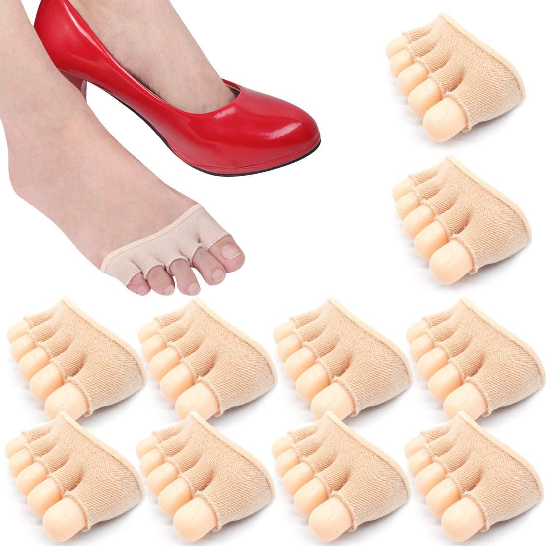 STONCEL 10 Pairs Cotton Toe Topper Socks for Women Peep Toe Socks ...