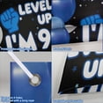 90th Birthday Polyester Backdrop, Black Blue Gaming Style Party Photo ...