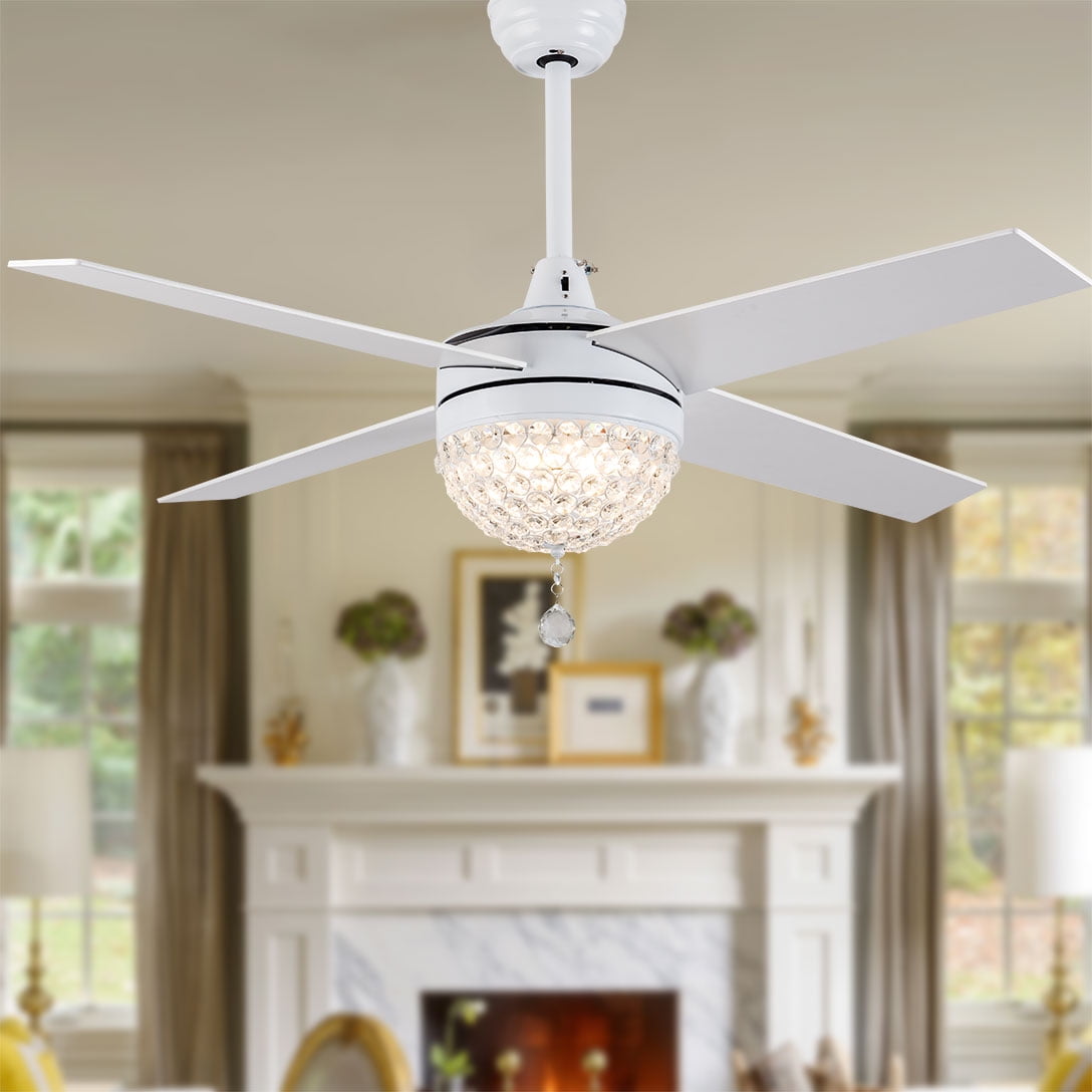Cusp Barn 52-In Modern Crystal Ceiling Fan with Remote Control and ...