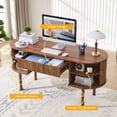 PHOYAL Fluted Home Office Desks with Drawers and Storage, Computer PC ...