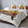 4 Piece Duvet Cover Set Full, Farm Sunflower Red Truck Wood Soft ...