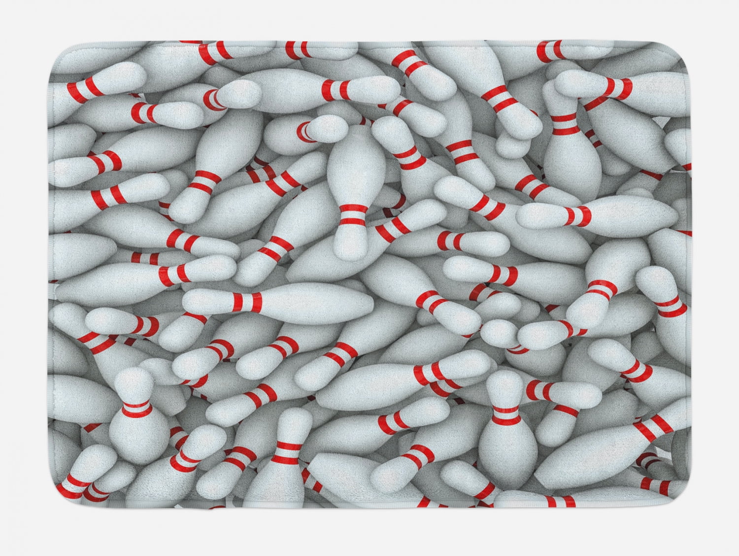 Bowling Party Bath Mat, Pile of Vivid Bowling Pins and Skittles with ...
