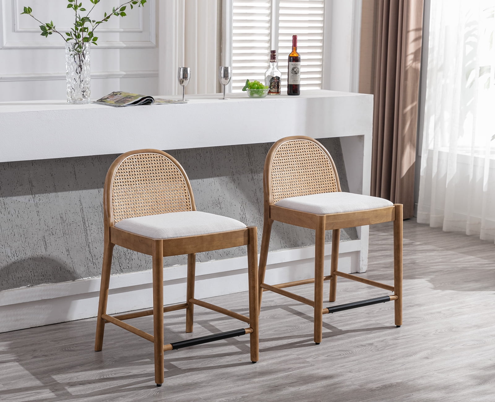 Guyou Modern Bar Stools Set of 2, 26" Counter Height Bar Stools with ...