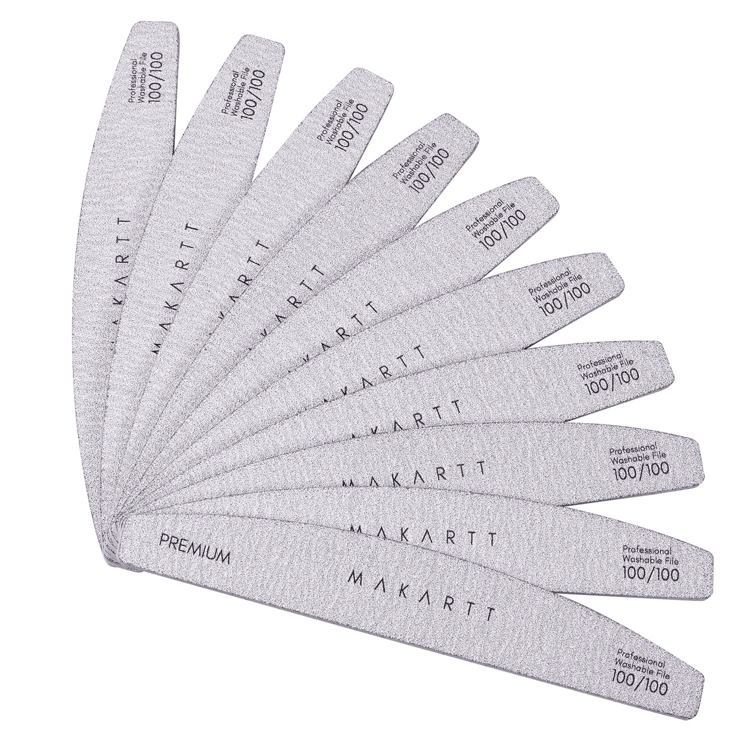 Makartt Professional Nail Files 100/100 Grit (Grey) Emory Board, 10 ...