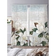 Blossom Magnolia Flower Leaves Chiffon Sheer Curtains 84 Inches Long ...