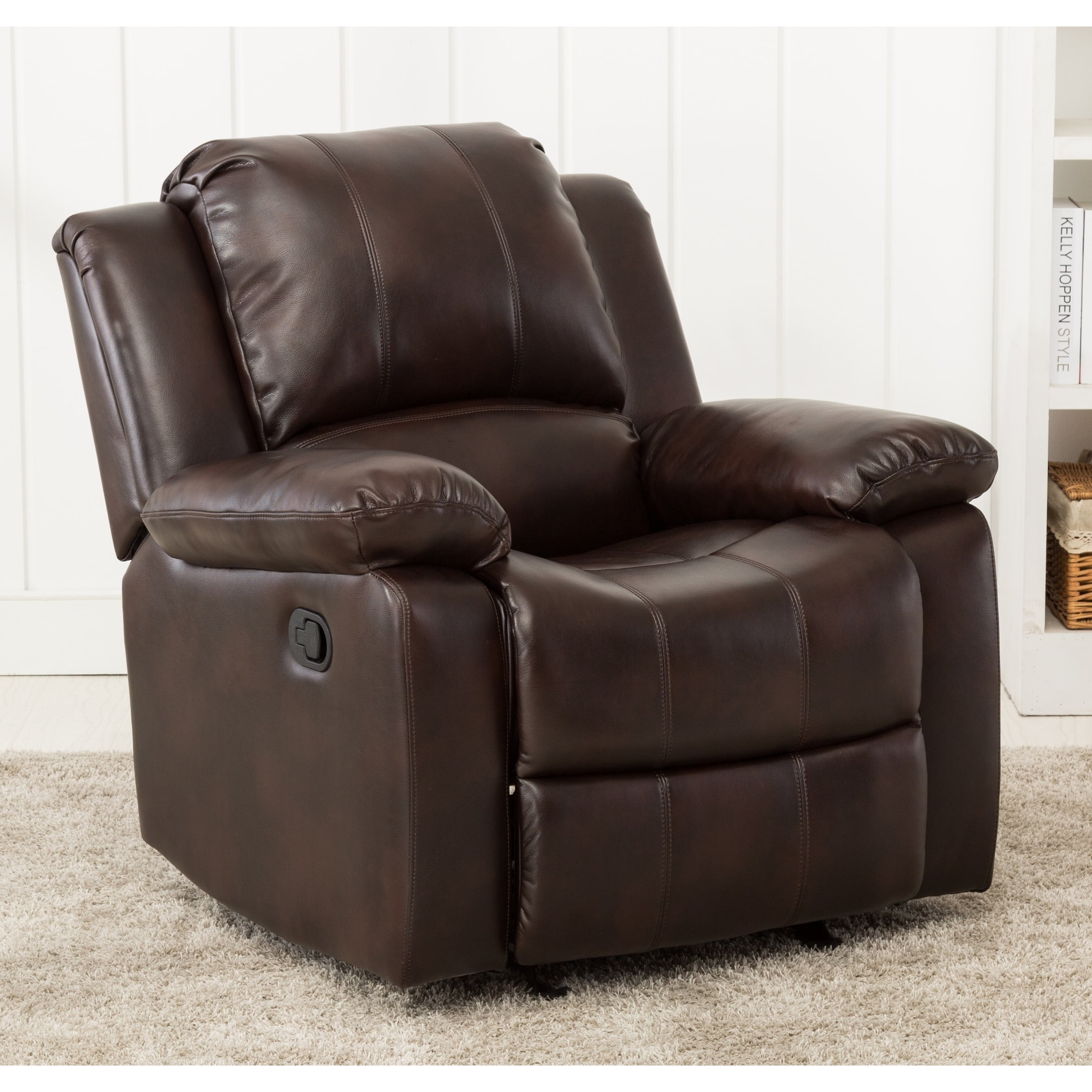 Greyson Living Charleston Leather Gel Glider Rocker Recliner by Brown ...