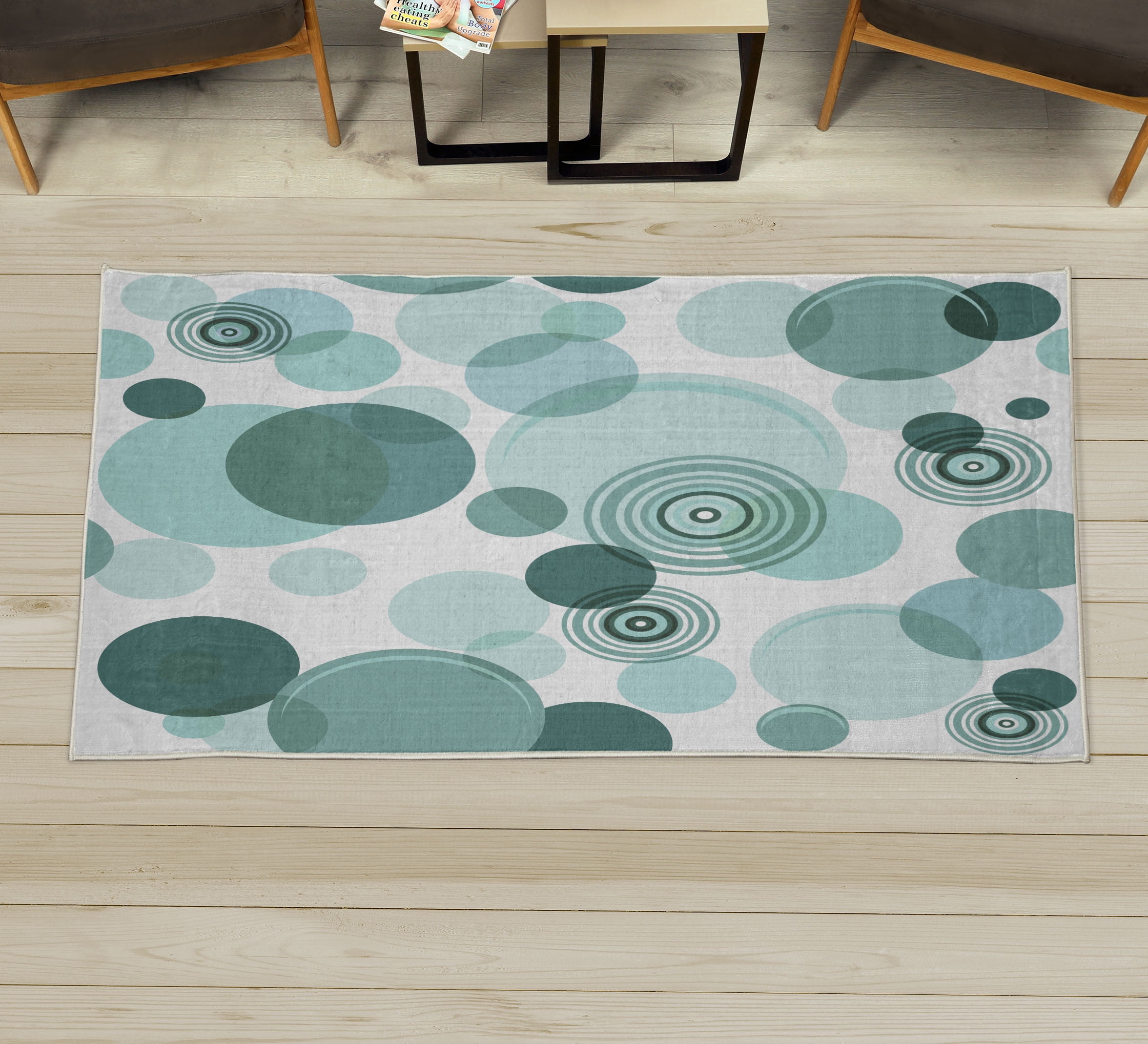 Earth Tones Decorative Rug, Abstract Pastel Pattern with Overlapping ...
