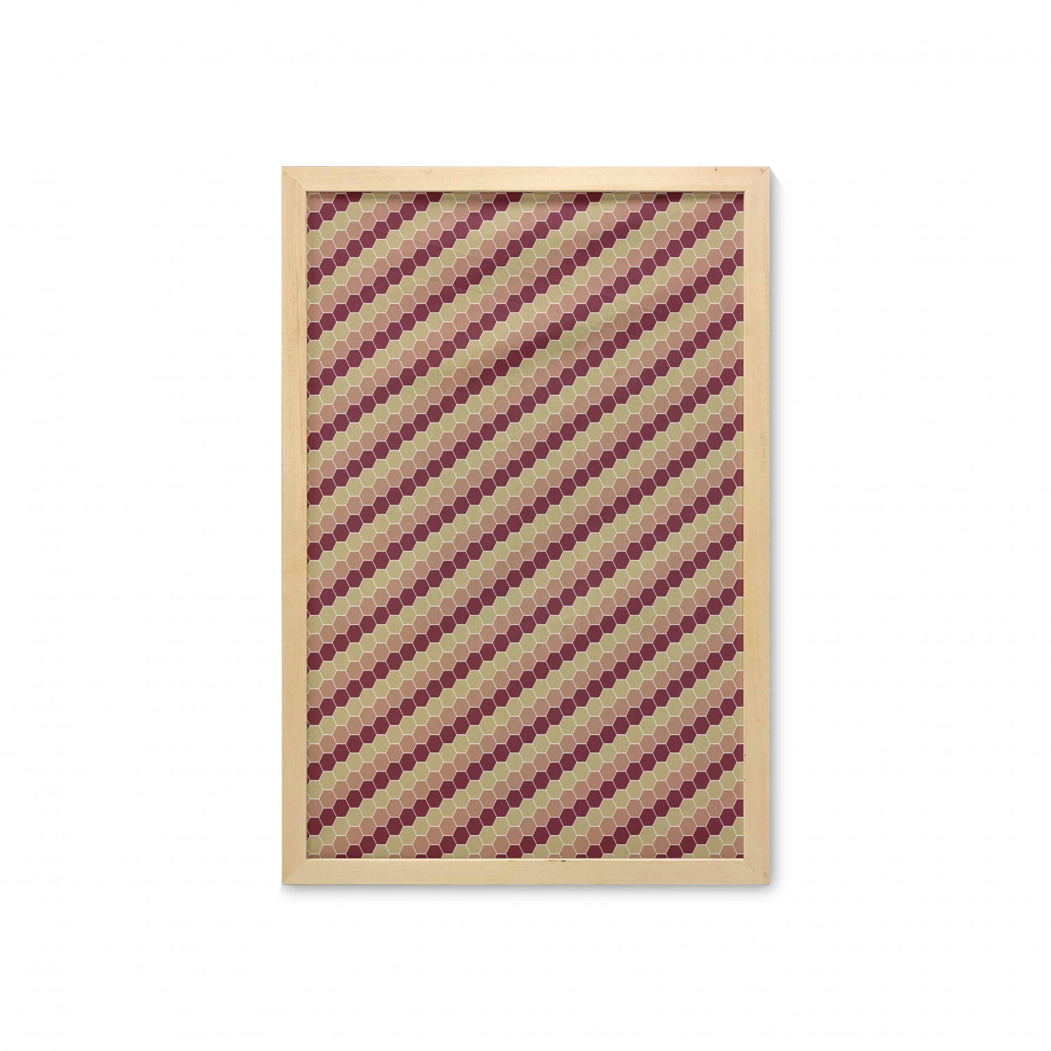 Khaki Wall Art with Frame, Geometric Grid Pattern with Tricolor Design ...