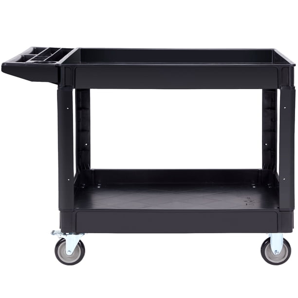 KFFKFF Functional Service Trolley, Dual-Shelf 550LBS Robust Plastic ...