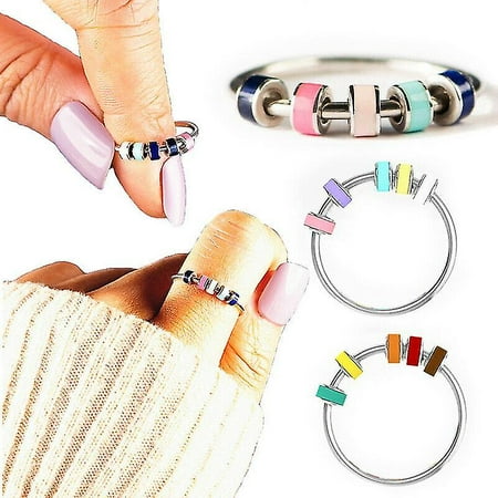 HEIBIN Girls Anxiety Spinning Enamel Fidget Ring Stress ReliefGirls ...