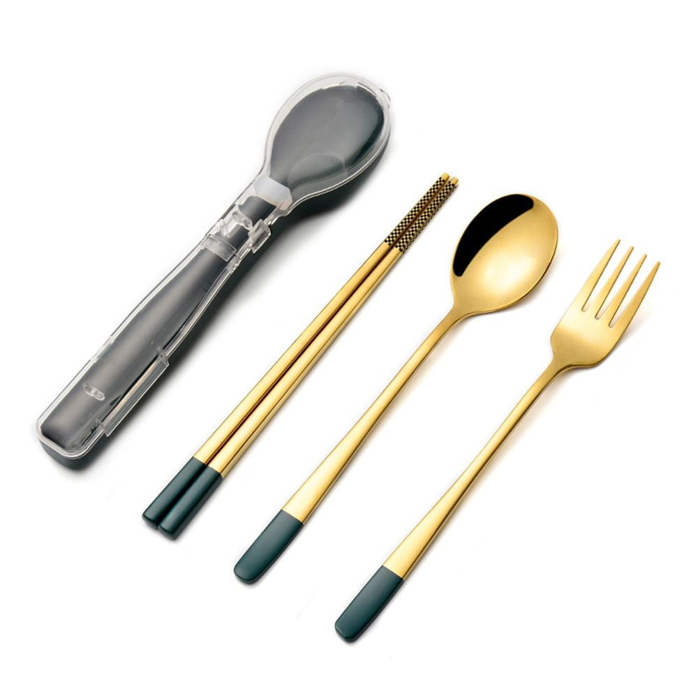 Portable Chopsticks Fork Soup Spoon Tableware Dinnerware Set Flatware ...