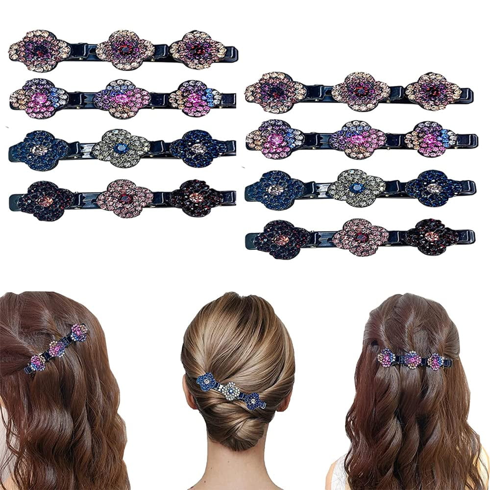 Satin Fabric Hair Bands Rhinestone Hair Clips, Braided Hair Clip with ...