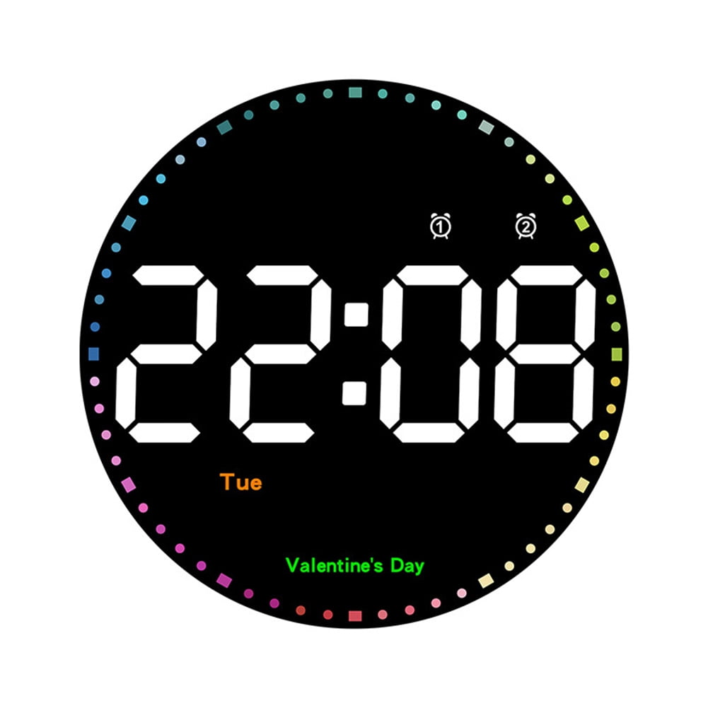 10-inch LED Round Digital Wall Clock With Remote Control Adjustable ...