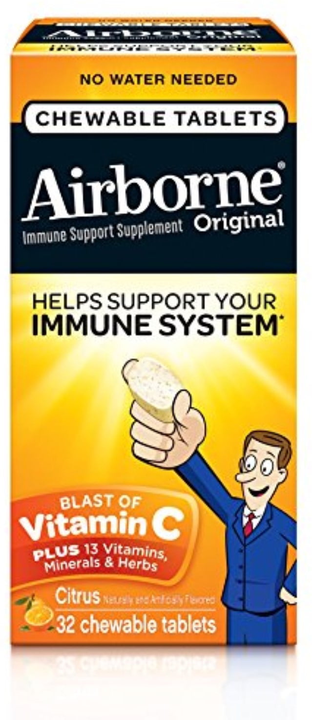 Airborne Chewable Vitamin C 1000mg Immune Support Supplement Tablets ...