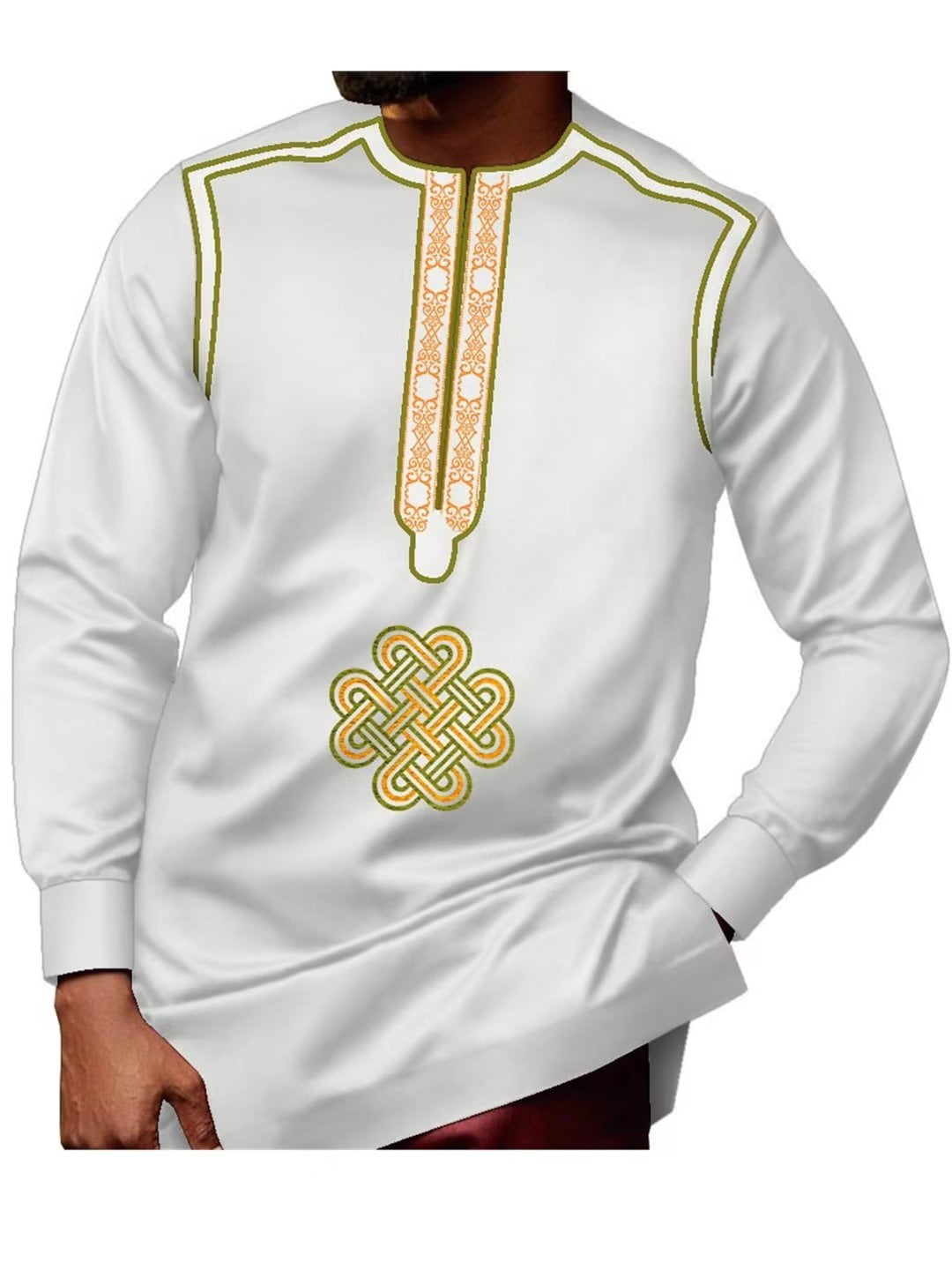 African Men Long Sleeve Robe Shirt Soft Smoothy Embroidery Tops Party ...