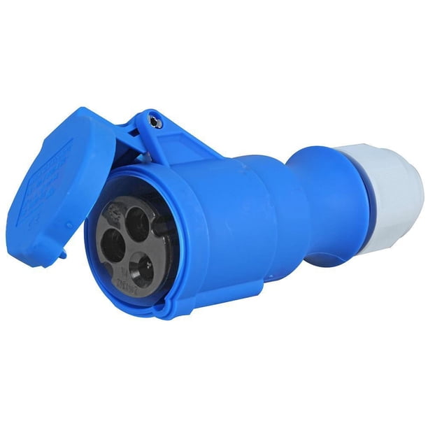 CEENORM - 16A, 240V, Cable Mount Multi-Grip CEE Socket, 2P+E, Blue ...