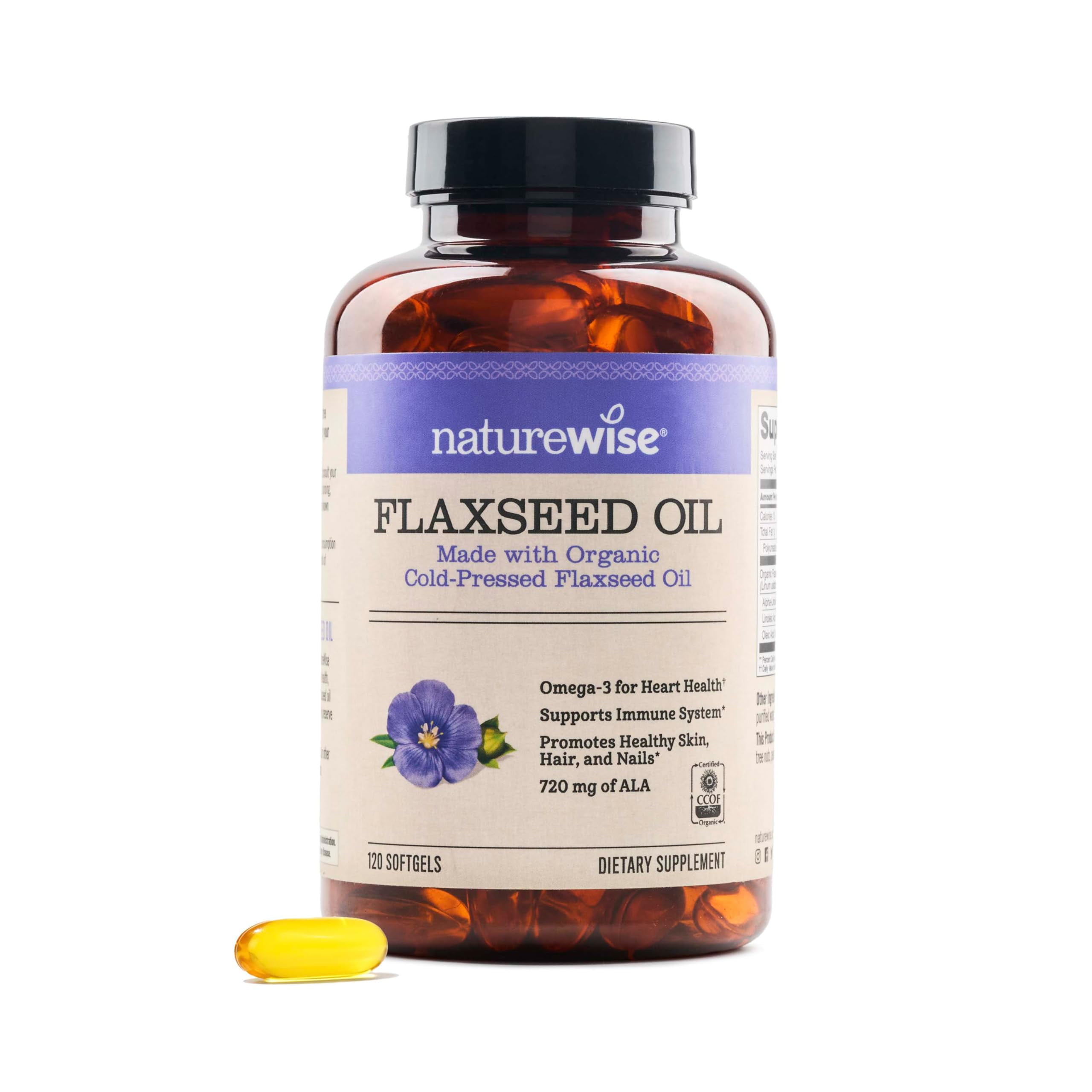 Suplemento de aceite de linaza NatureWise 1200 mg de Omega 3 6 9 120 ...
