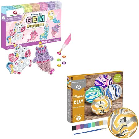 IGUOHAO Make Your Own GEM Keychains + DIY Marbled Clay Jewelry Dishes ...