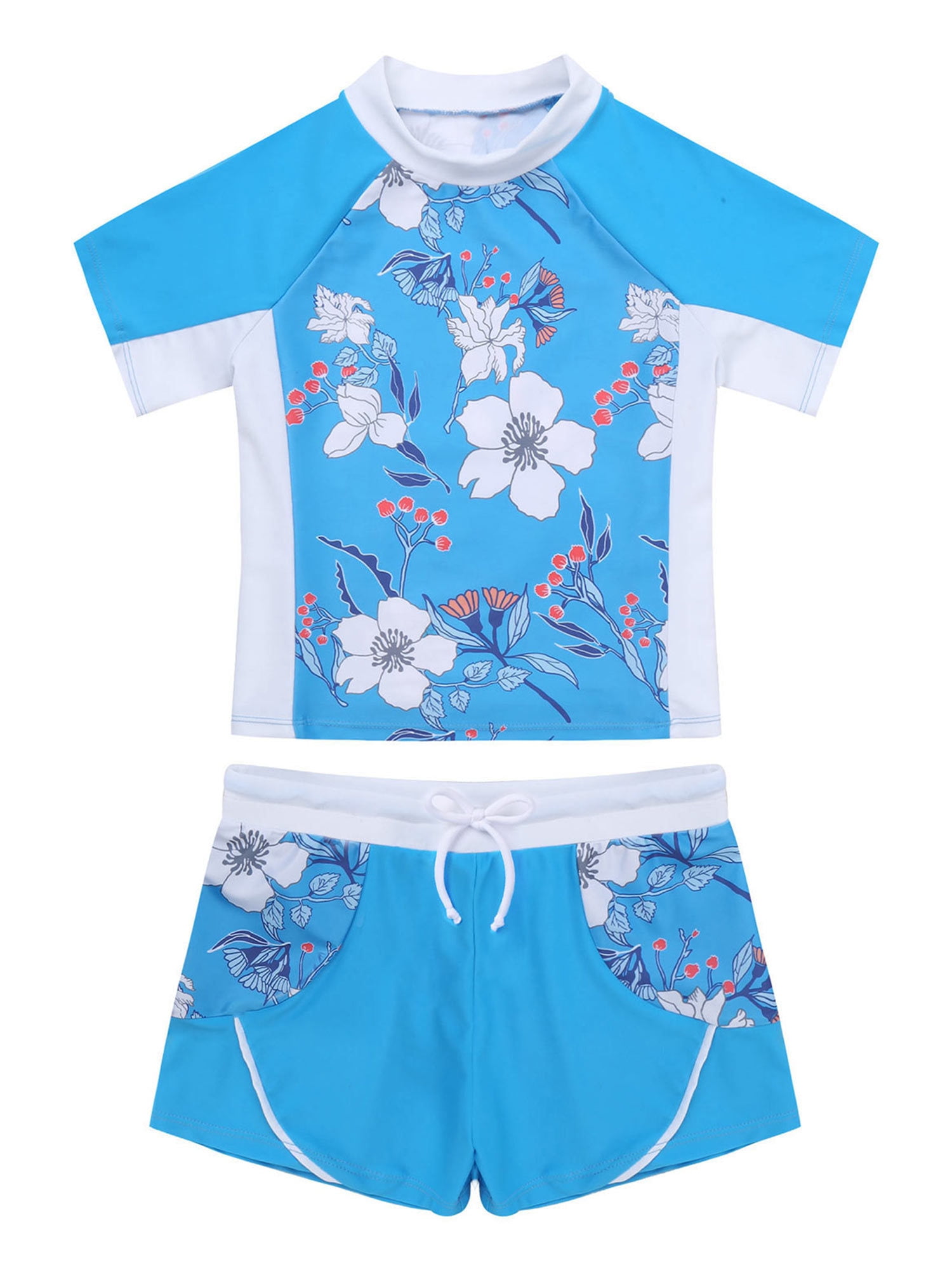 CHICTRY Girls Flowers Leaves Prints Swimsuit Rash Guard Juniors ...