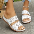 Bkhluea Women Lace Cutout Two Strap Wedge Slide Sandals Comfortable ...