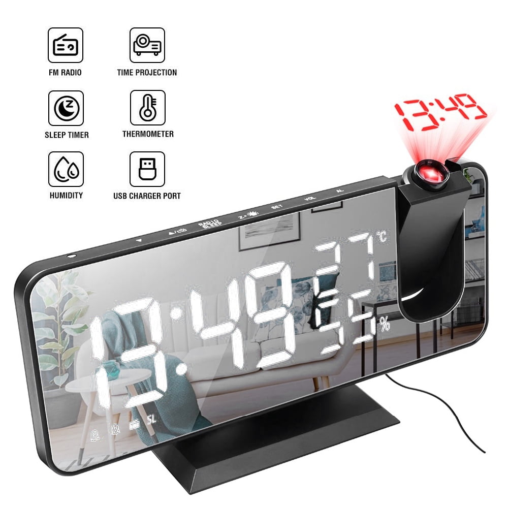 Projection Digital Alarm Clock for Bedrooms, Radio Alarm Clock with ...