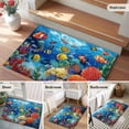 Cartoon Fish Bathroom Mats 2x3 FT, Non Slip Small Kitchen Mat, Blue ...