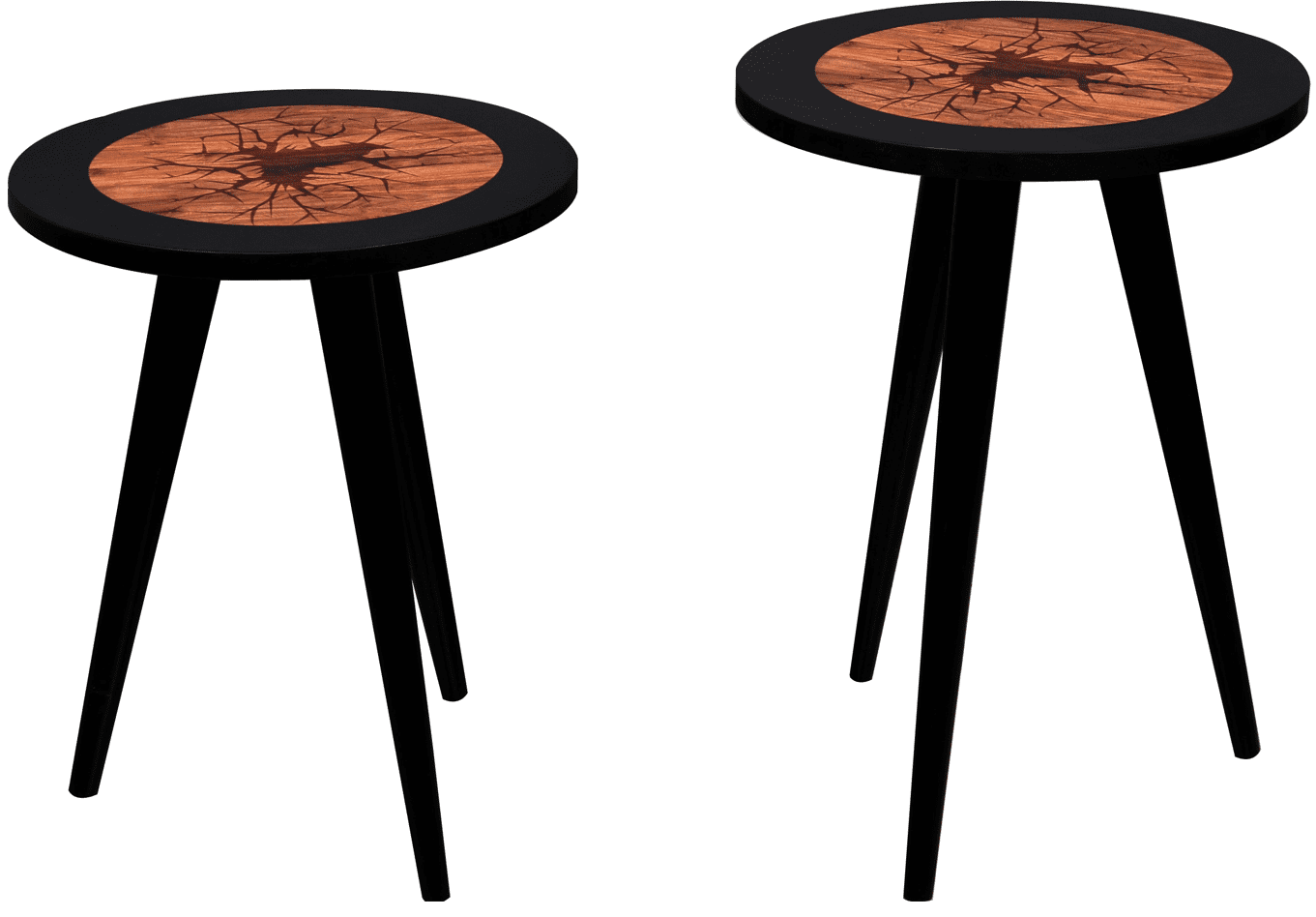 Round Wooden Side Tables, Portable Coffee Tables, End Tables for Living ...