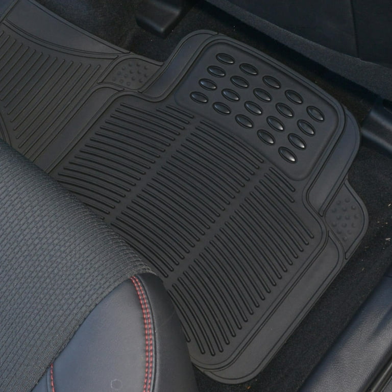 BDK Heavy Duty Rugged Ridged Complementary Rubber Rear Floor Mats Liners All Weather Protection Designed for Trucks Cars Sedan SUV
