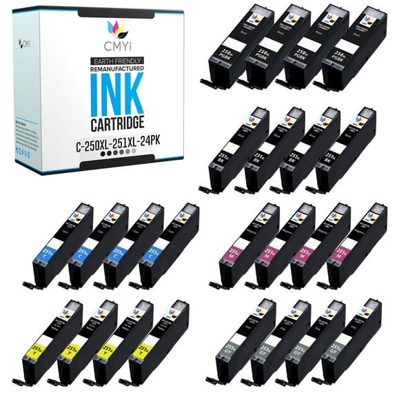 CMYi PGI-250XL CLI-251XL Combo Pack of 24 Ink Cartridges compatible for ...