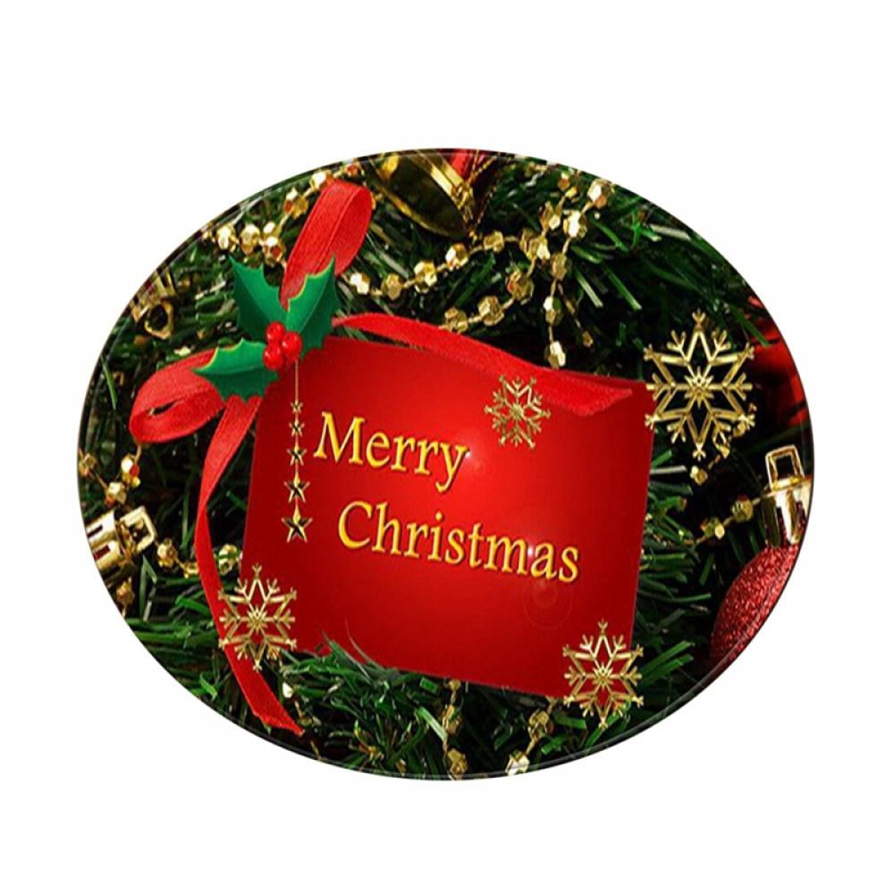 Round Christmas Area Rug, Non-Slip Christmas Entry Doormat, Round ...