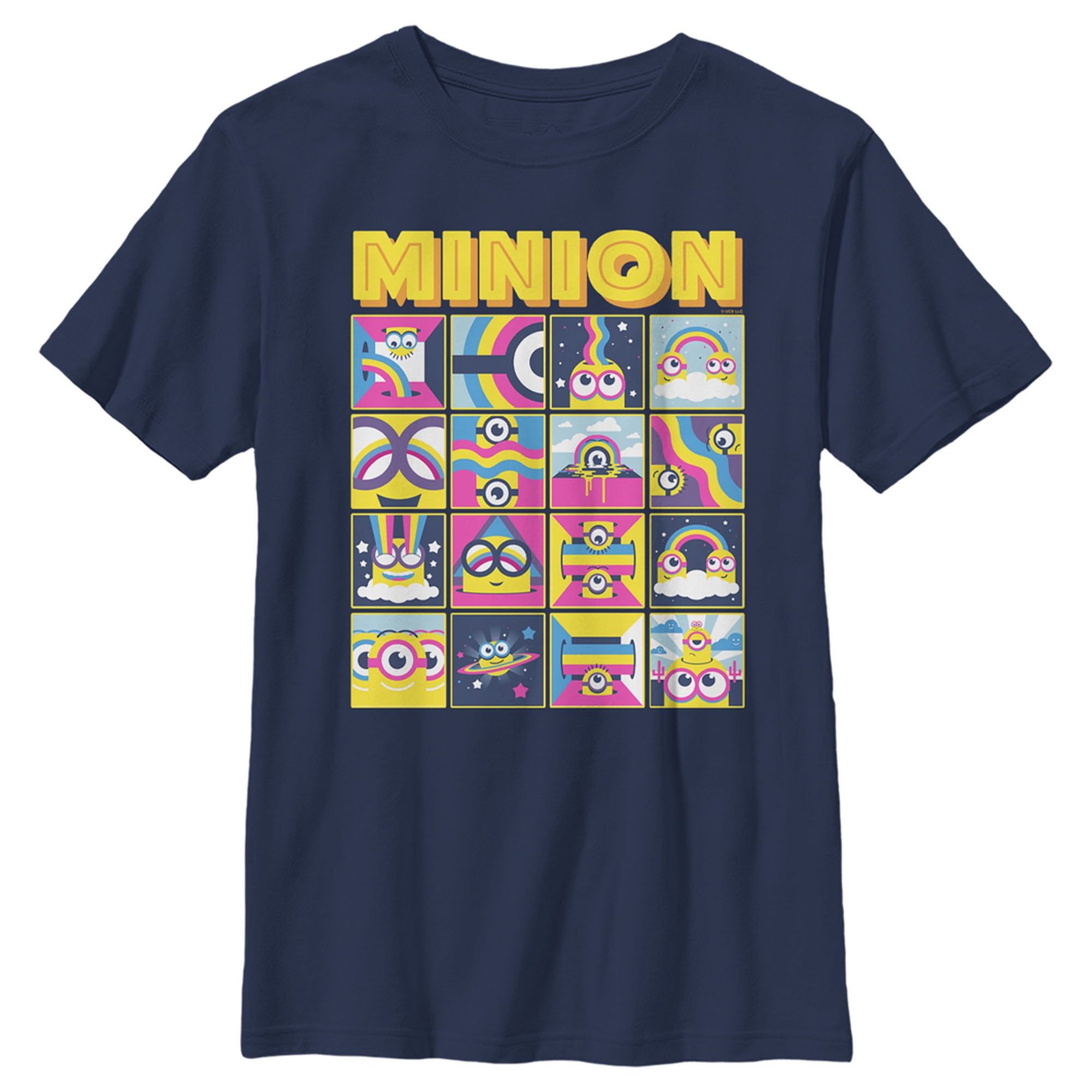 Boy's Minions: The Rise of Gru Rainbow Panels Graphic Tee Navy Blue ...