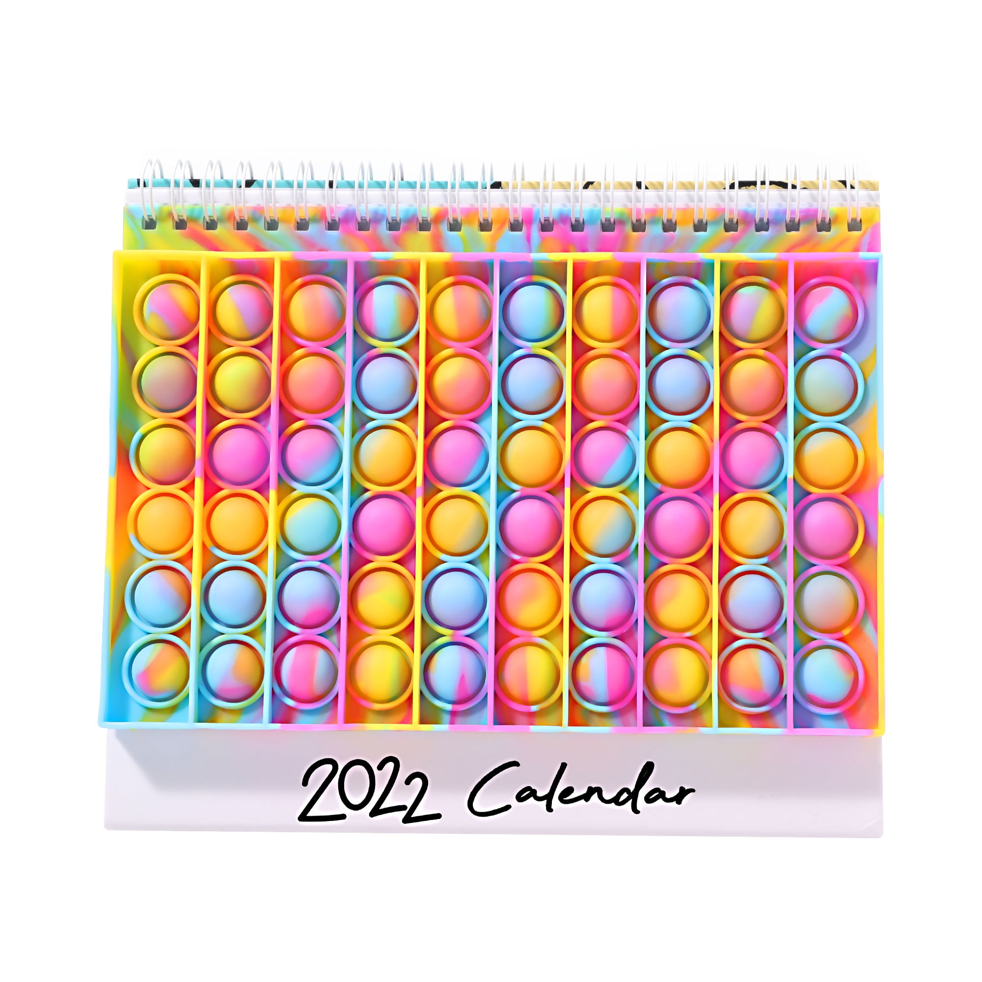 JINSIJU Fidget Desk Calendars 2022,Rainbow Pop-On-It Standing Flip ...