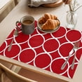 Abstract Geometric Cotton Linen Placemats Set of 6, White Twisted Lines ...