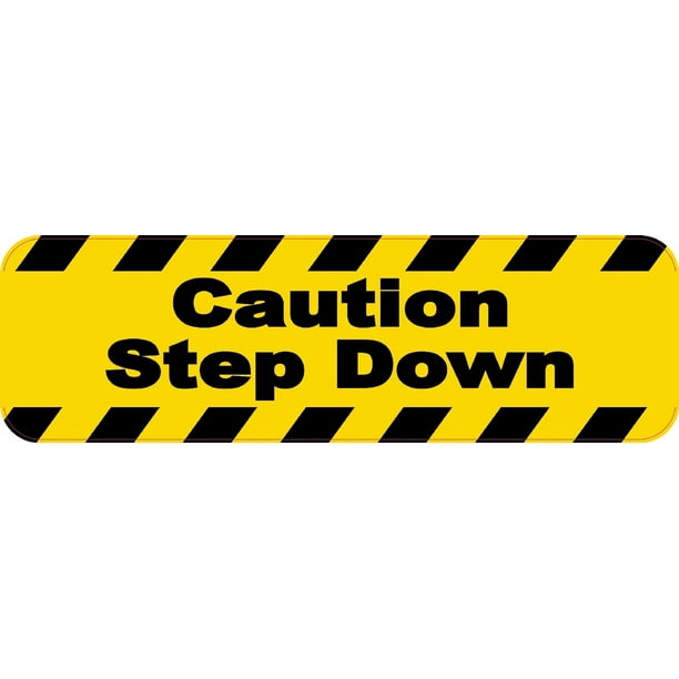 10in x 3in Caution Step Down Sticker - Walmart.com - Walmart.com