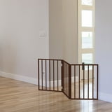 Expanding Portable Freestanding Wooden Pet Gate - Dark Brown - Walmart.com