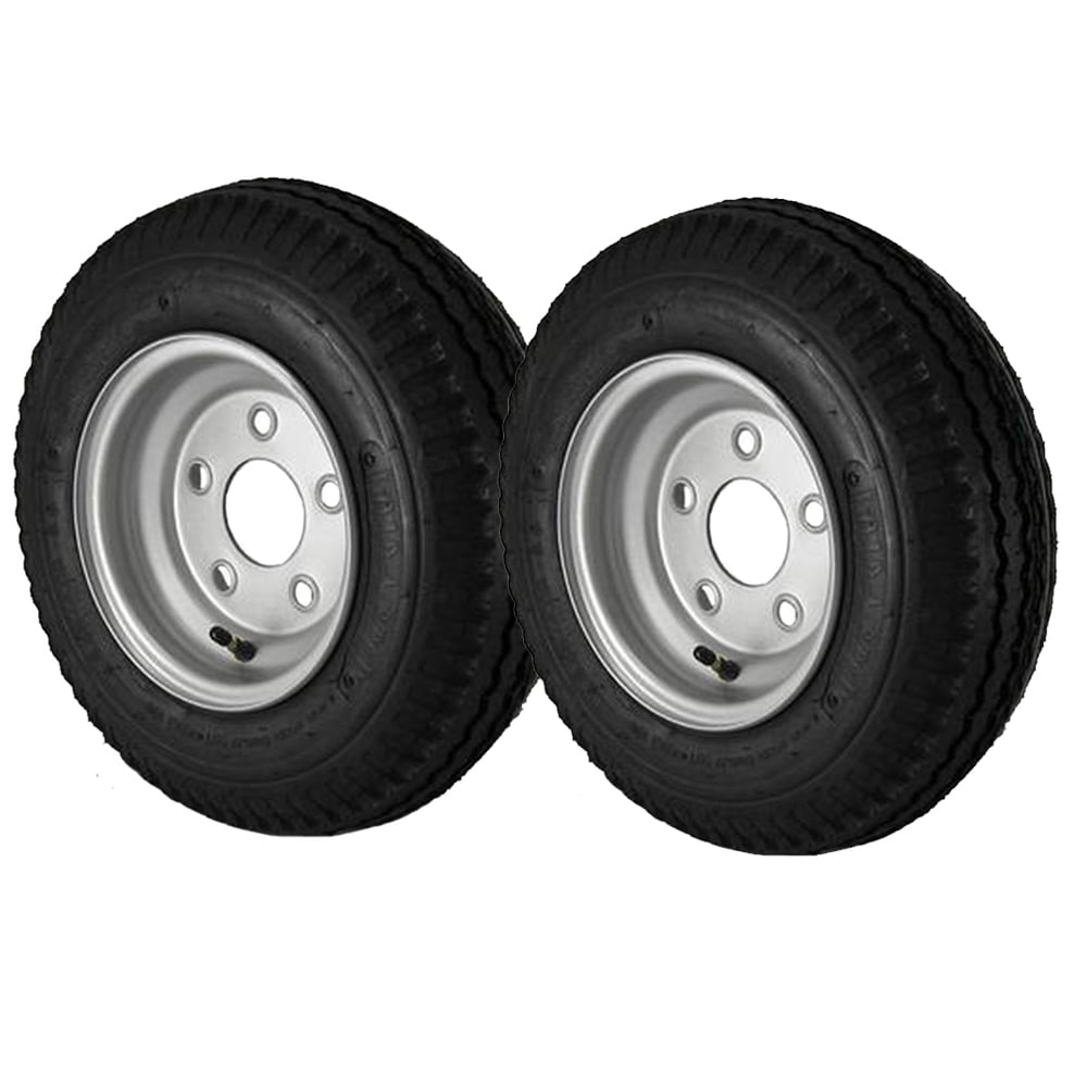2 Pack - 4.80X8 Loadstar Trailer Tire LRC on 5 Bolt Silver Wheel ...