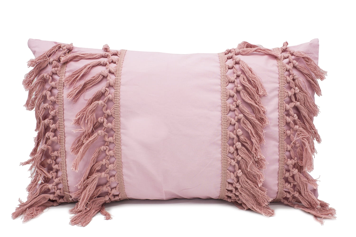 Stylish Fringe Tassels Decorative Throw Pillow (Pink, 12"x20" Case ...