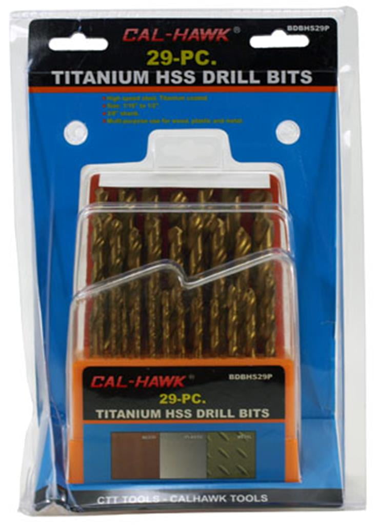 Cal Hawk Tools 29-pc. Titanium HSS Drill Bits - Walmart.com