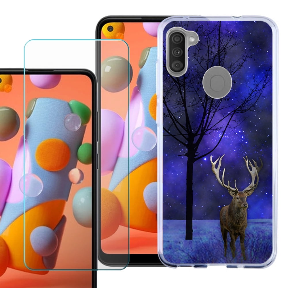 For Samsung Galaxy A11 Phone Case, Slim-Fit TPU Case, with Tempered ...