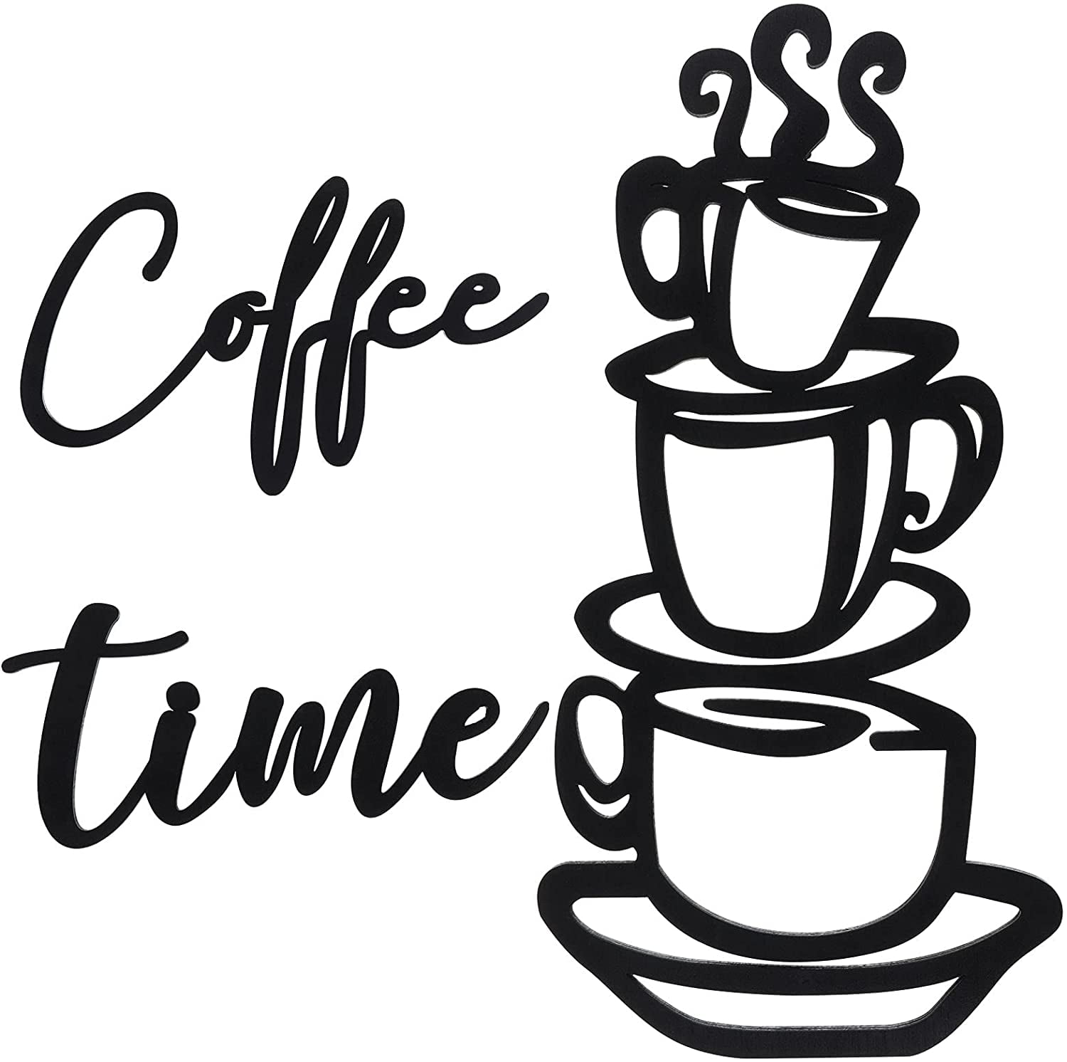 3 Pieces Coffee Time Sign Rustic Wooden Coffee Cup Wall Decor Farmhouse ...