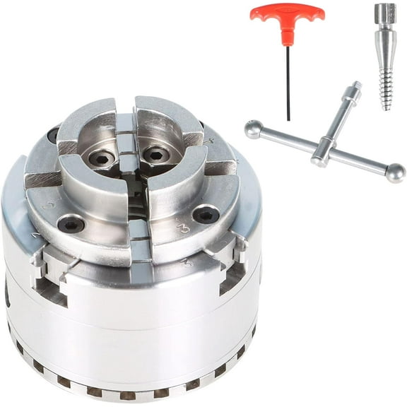 WEN 4-Inch 4-Jaw Self-Centering Lathe Chuck Set with 1-Inch x 8TPI ...