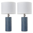 20" Modern Ceramic Table Lamp Set of 2 Dark Blue and White for Living ...