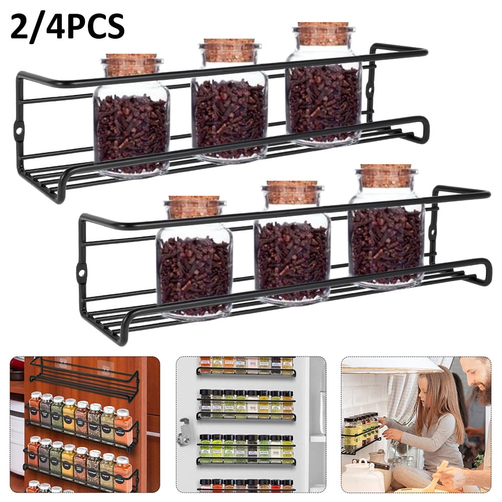 HOTBEST Spice Rack Organizer Wall Mount (4/6 Pack), Hanging Black Spice ...