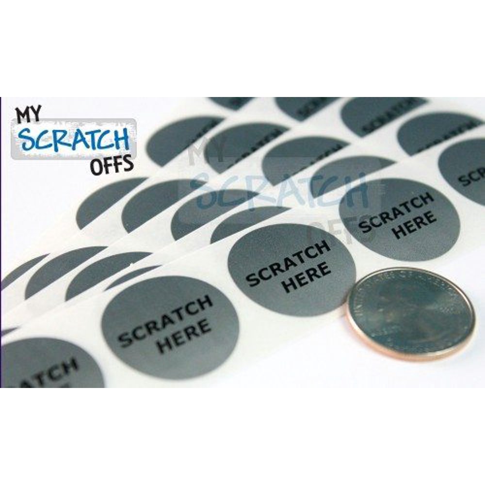 Silver 1" Round "Scratch Here" Scratch Off Labels - 1,000 Labels ...