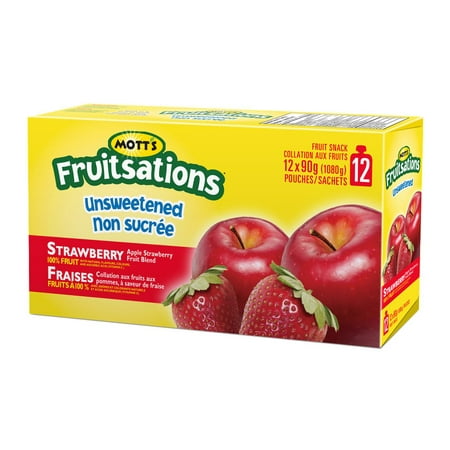 Mott's Fruitsations Unsweetened Strawberry, 12 x 90 g - Walmart.ca