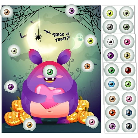 CPDD Pin The Eye on The Monster Halloween Pin The Tail Game with 24 PCS ...
