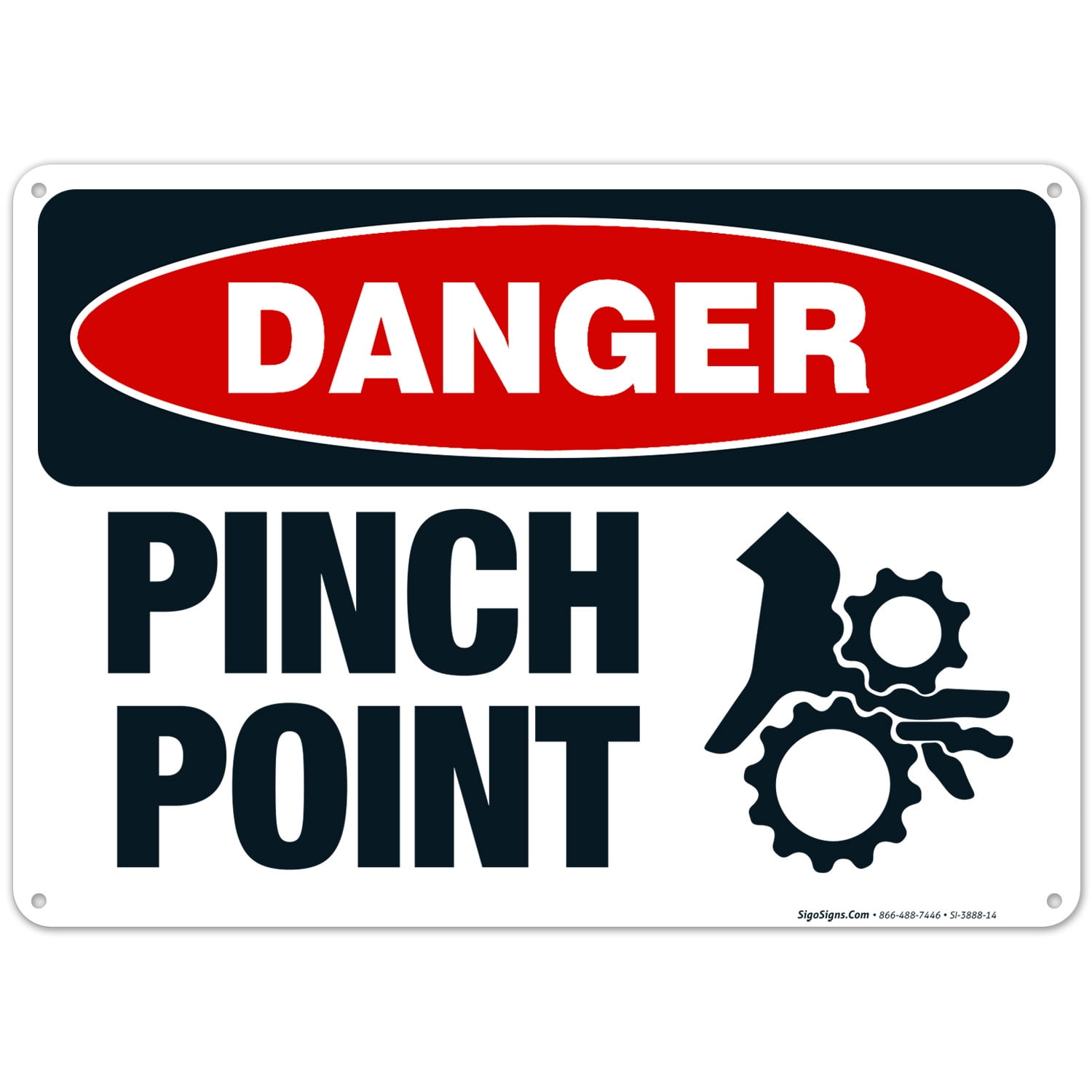 Pinch Point Sign, OSHA Danger Sign, 10x14 Aluminum - Walmart.com