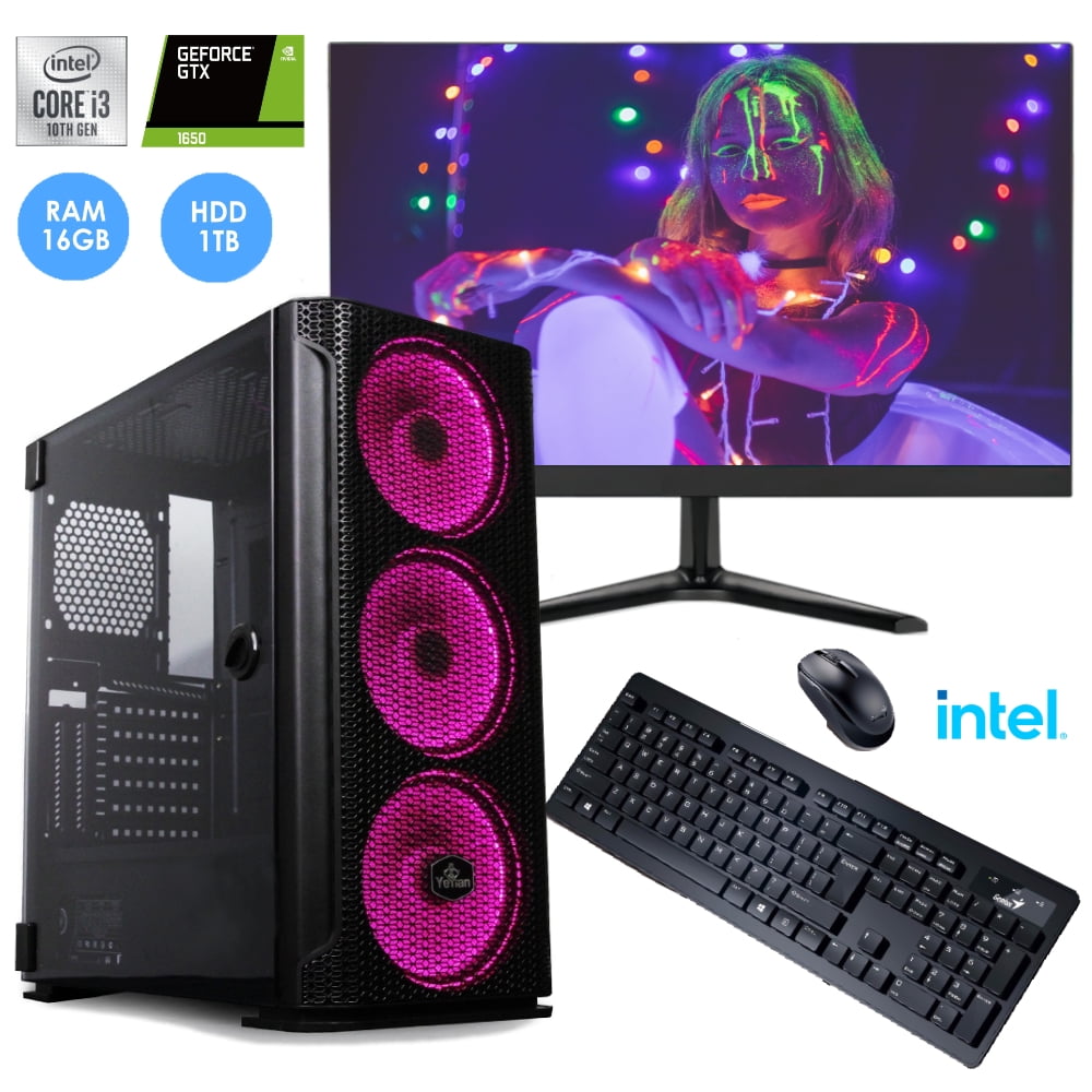 Computadora gamer Intel Core i3 10100f 16GB RAM Nvidia GTX 1650 Disco duro 1TB Monitor 21.5 ...
