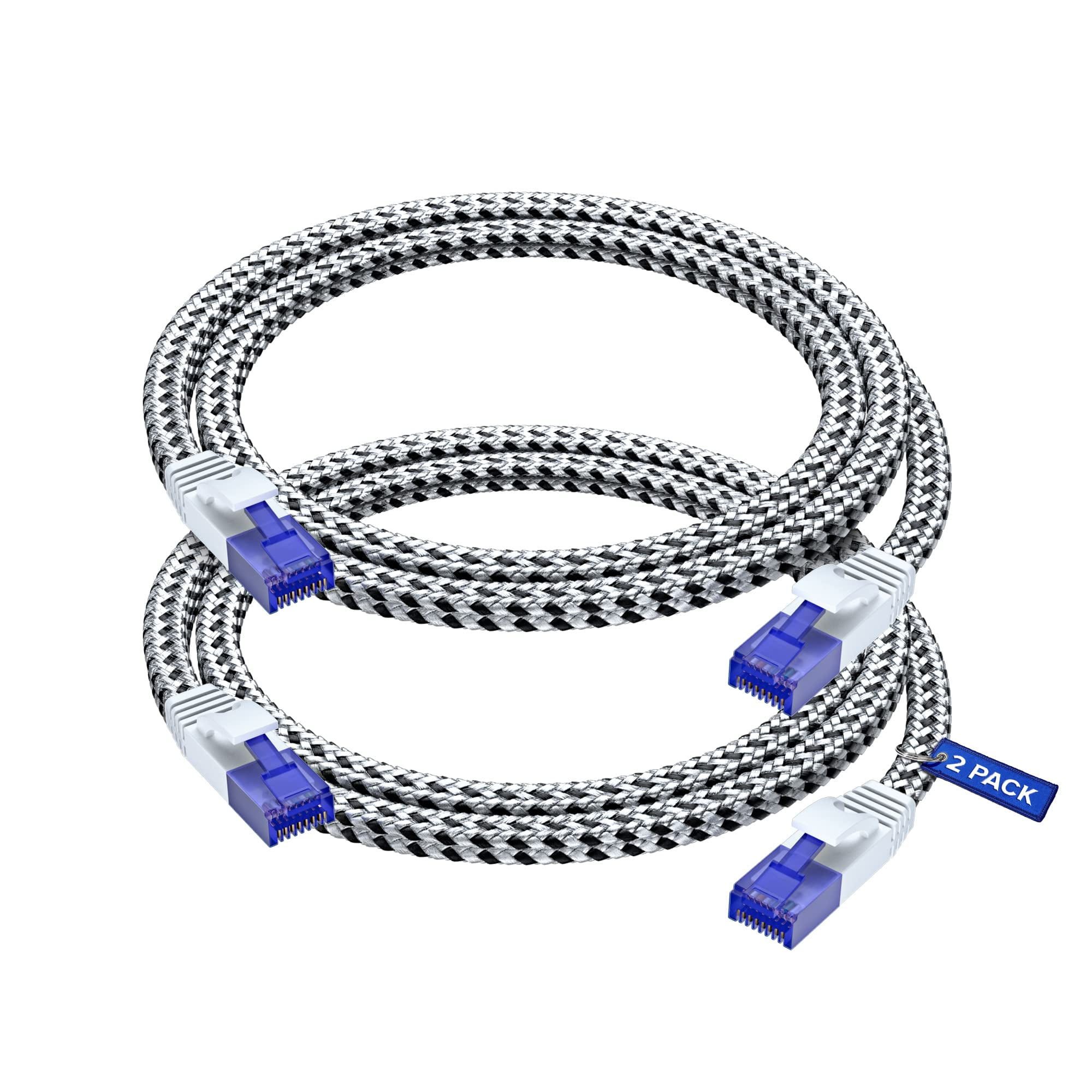 Cat 6 Ethernet Cable, 1 ft, 2 Pack Easy-Hide Flat Super-Durable Black ...